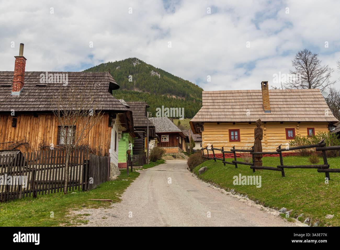 Entrance to Vlkolínec UNESCO Village with Traditional Wooden Houses ...
