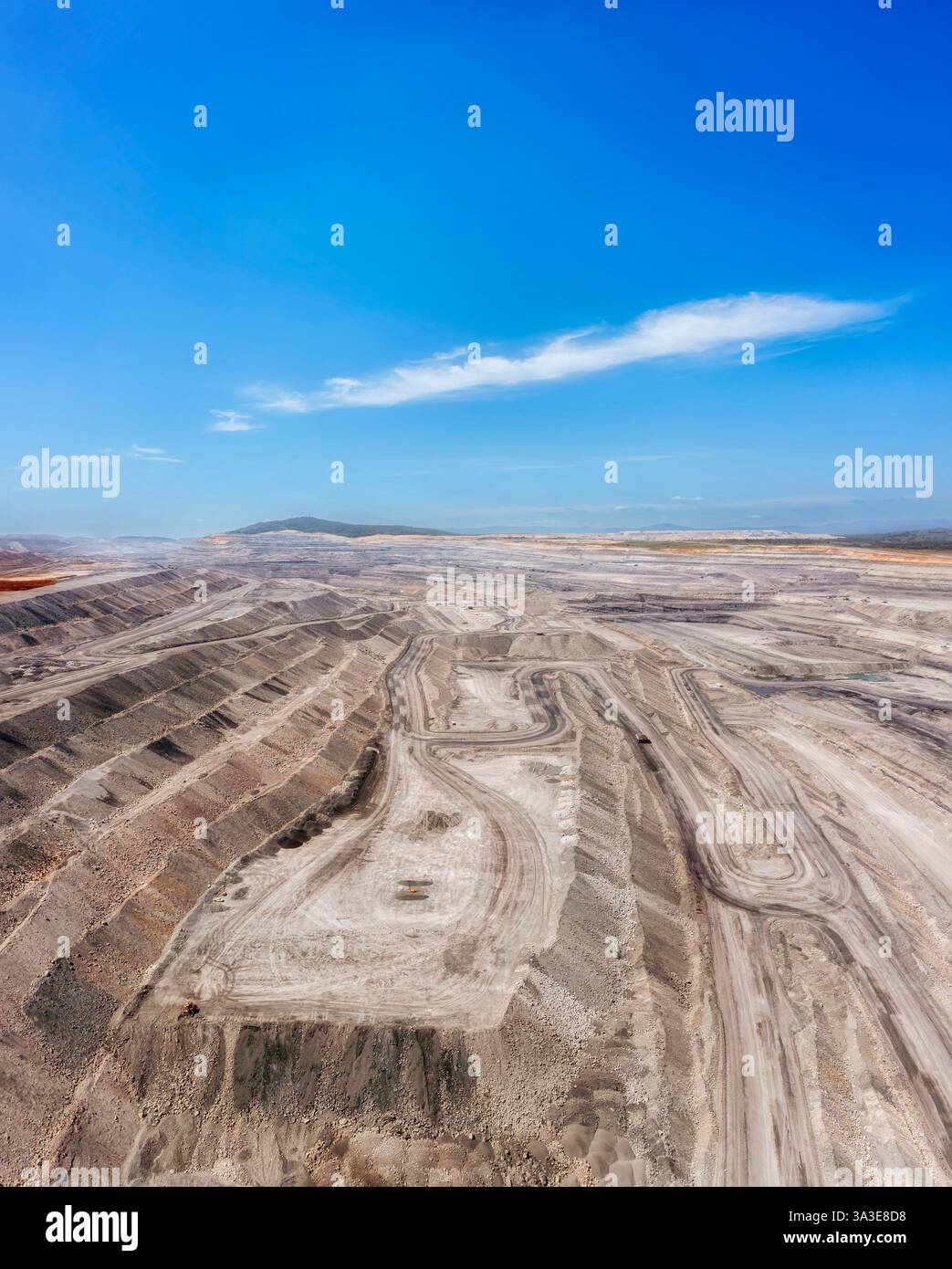 Massive deep open pit black coal mine in Hunter valley of Australia ...