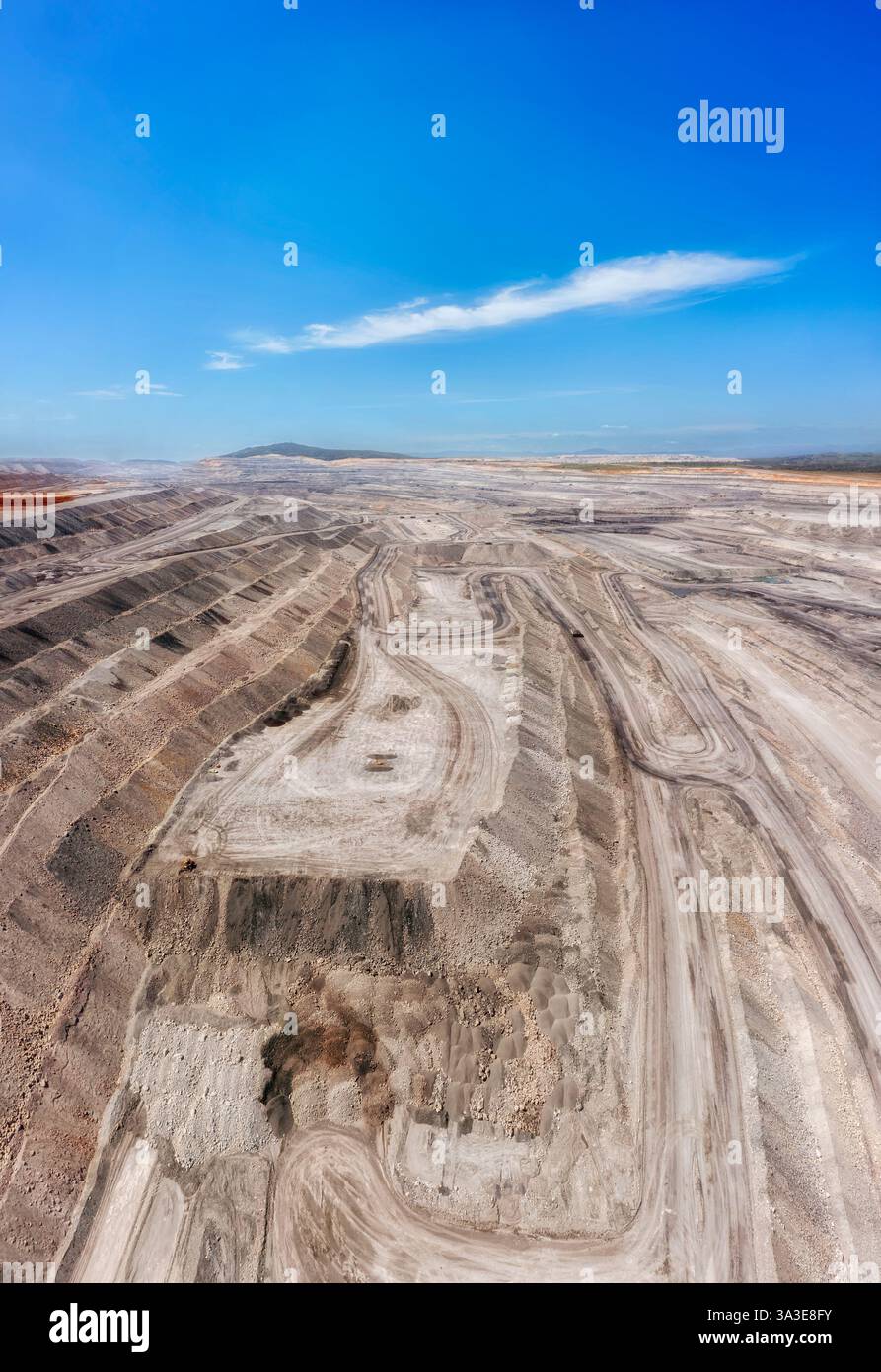 Massive deep open pit black coal mine in Hunter valley of Australia ...