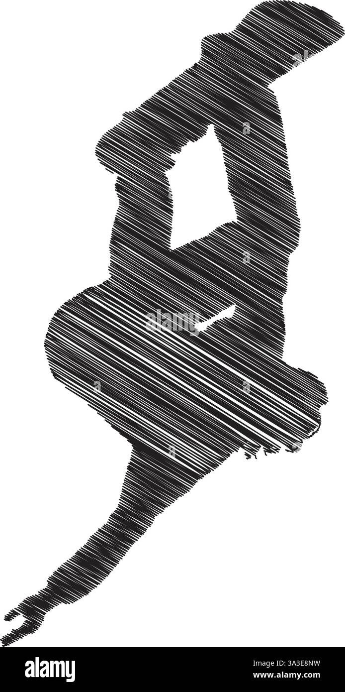 Scribble style illustration of a snowboarder performing an aerial trick ...
