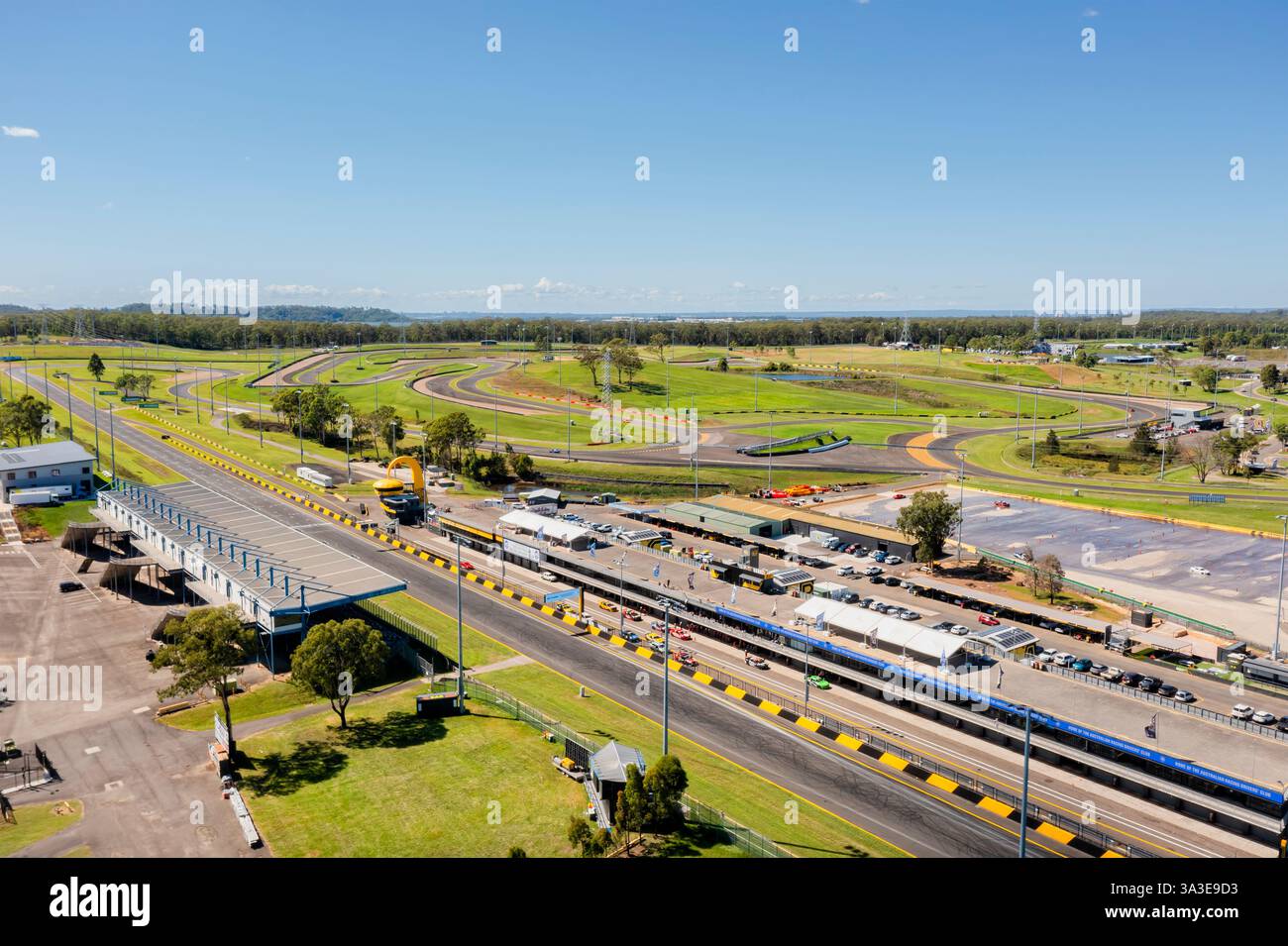 SMSP motorsport park start line aerial view in Western Sydney of ...