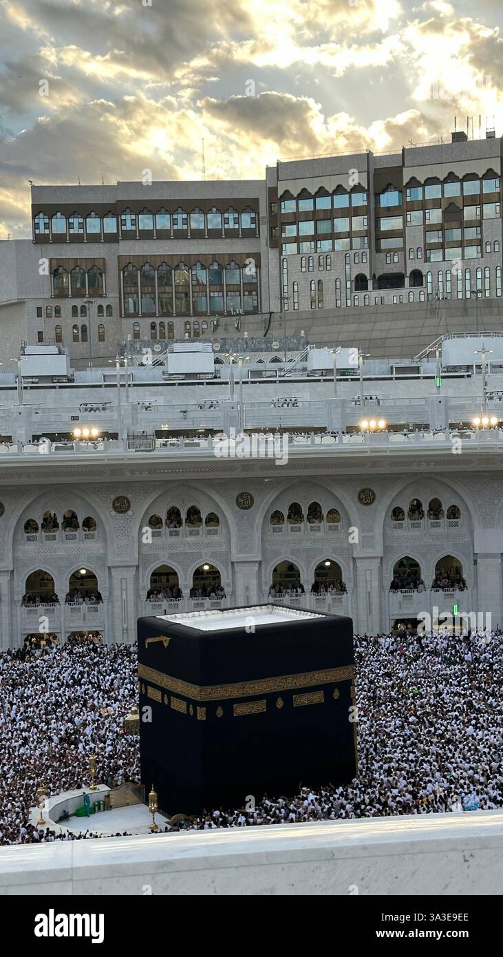 Al Kaaba in Al Haram mosque in Mecca - Muslim pilgrims perform hajj and ...