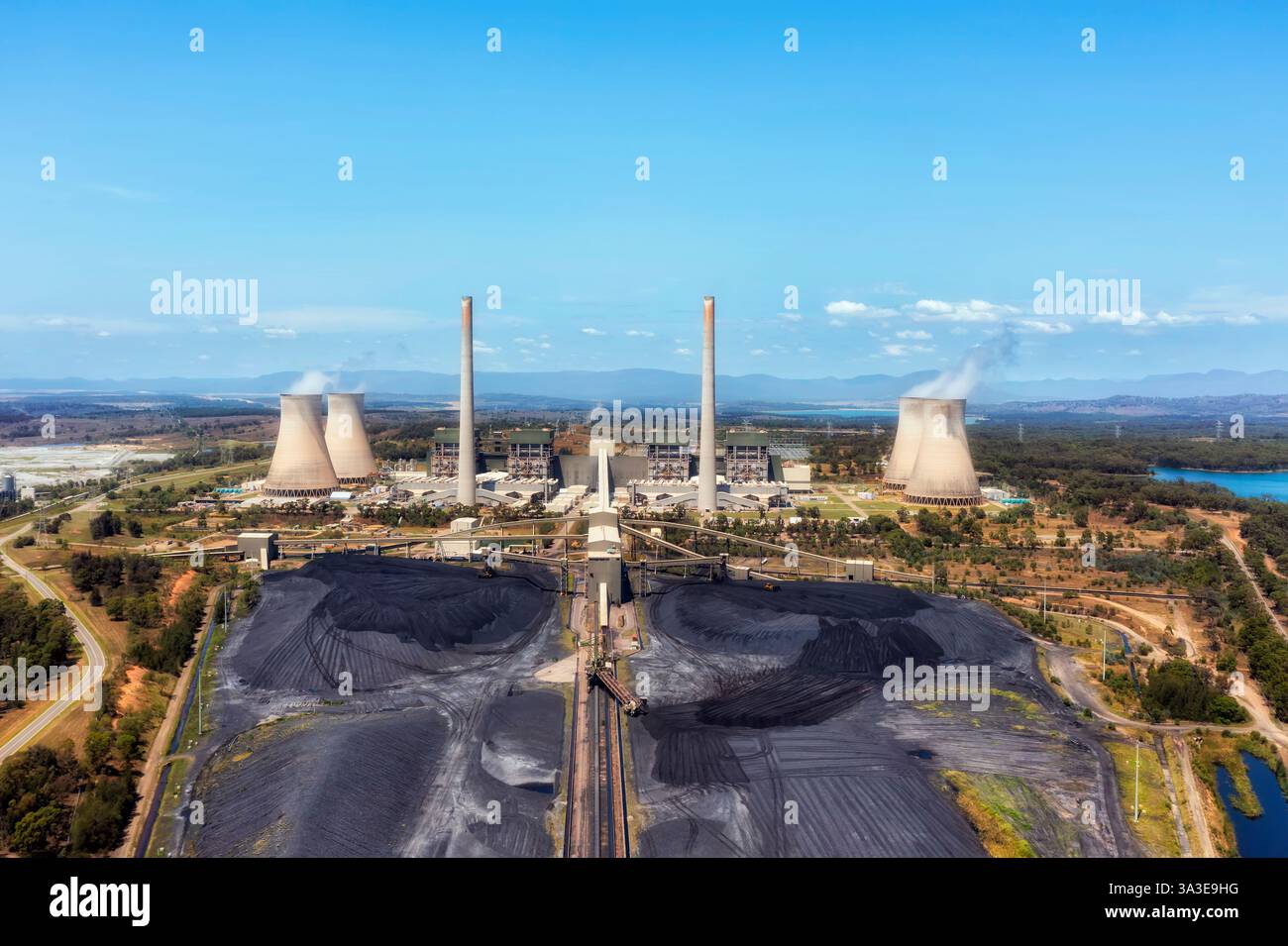 Bayswater power generation plant in Hunter valley of australia - Aerial ...