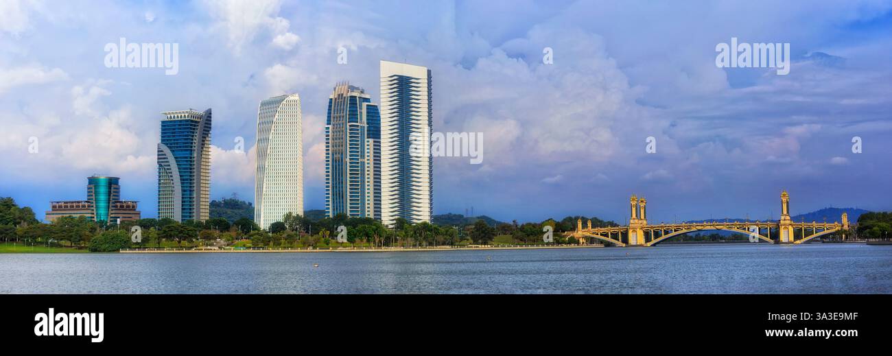 Seri Gemilang Bridge and Lakeside high-rise towers in Putrajaya capital ...