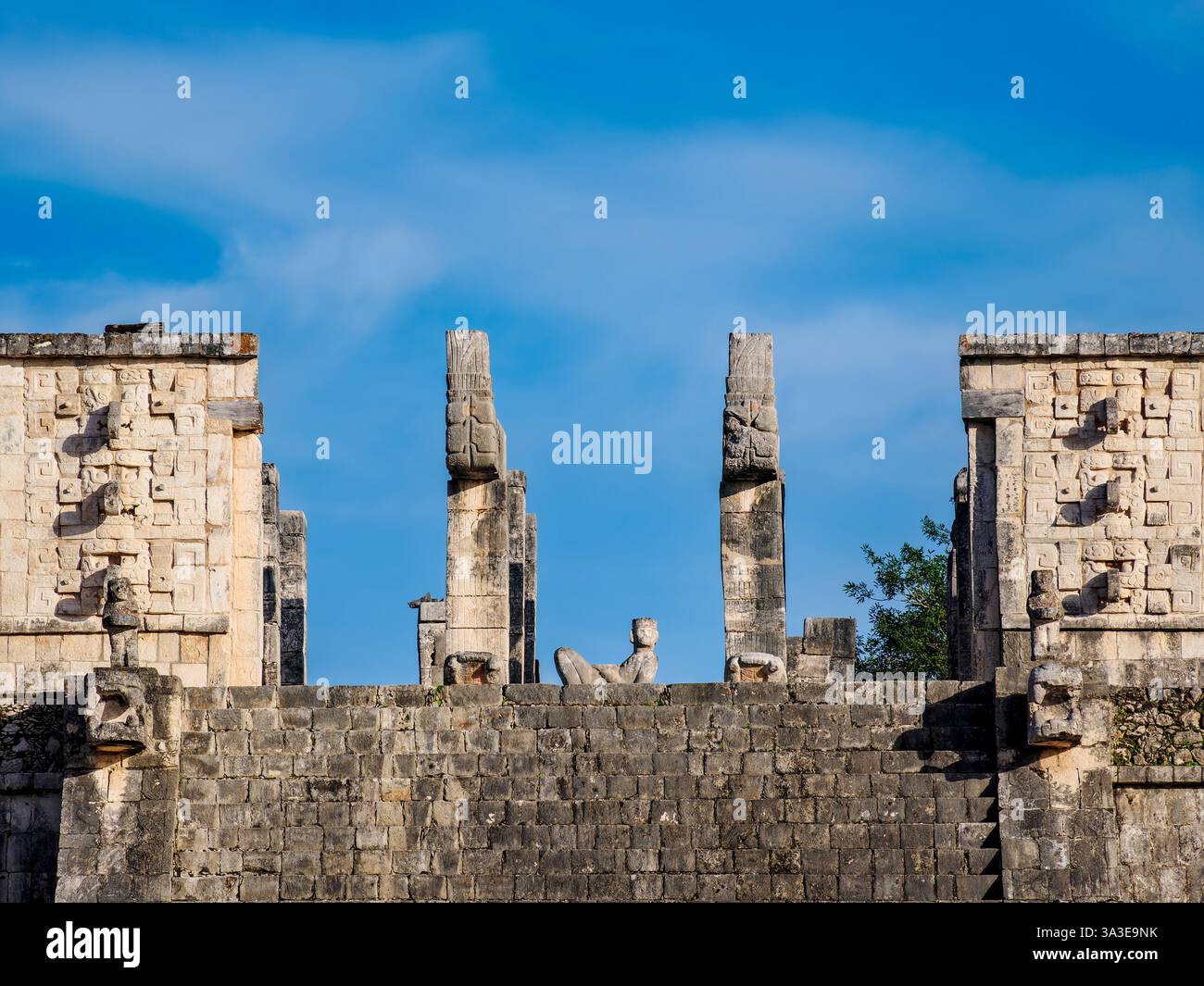 Chacmool Sculpture at the top of the Temple of the Warriors, Chichen ...