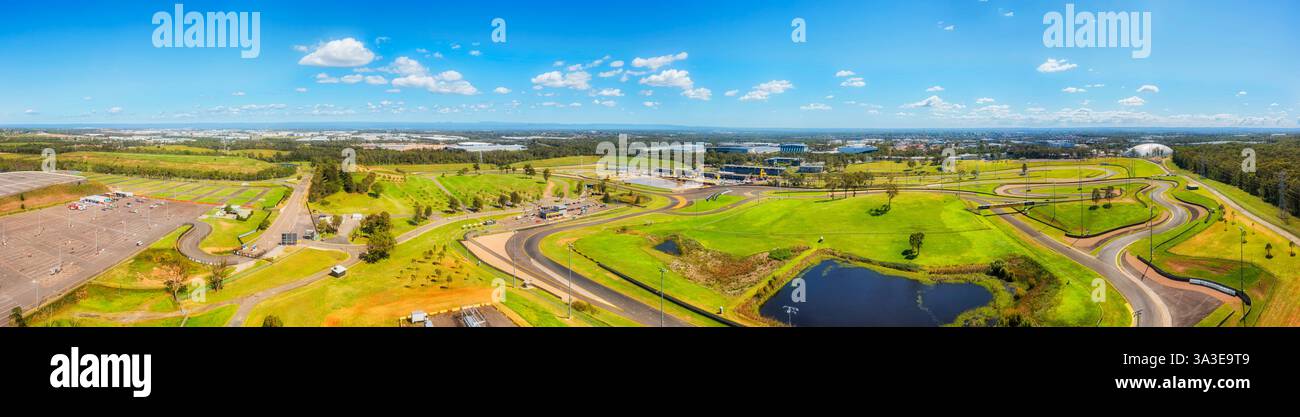 Aerial panorama of car driving and racing tracks and circuits in public ...