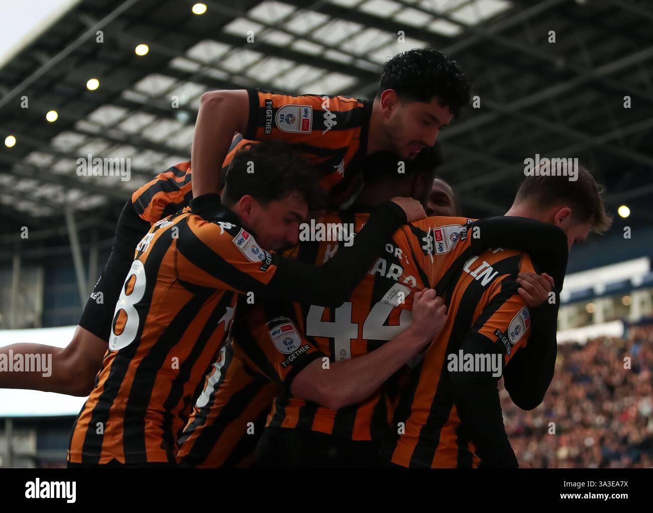 Hull City celebrates scoring their team’s first goal to make the score ...