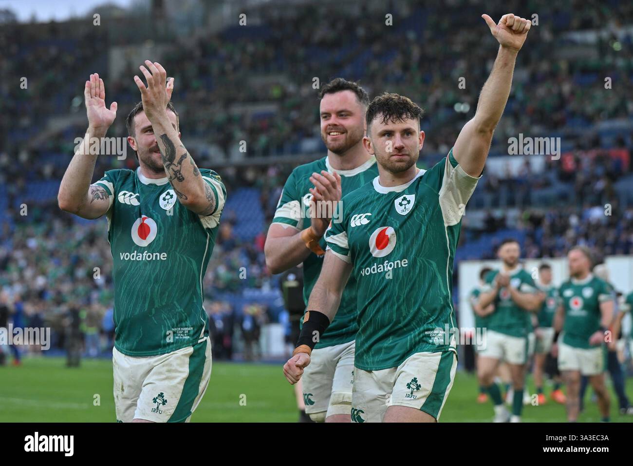Rome, Italy. 15th Mar, 2025. Ireland player's celebrate the victory at ...