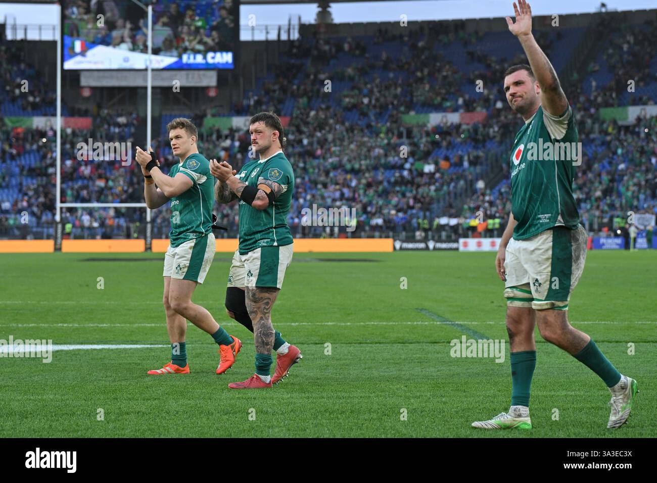 Rome, Italy. 15th Mar, 2025. Ireland player's celebrate the victory at ...