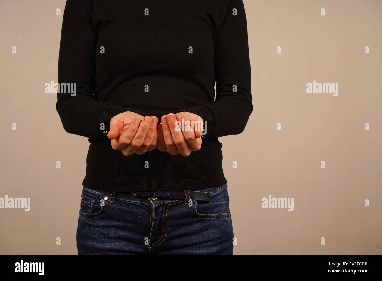 The palms are brought together in a pose of balance and unity ...