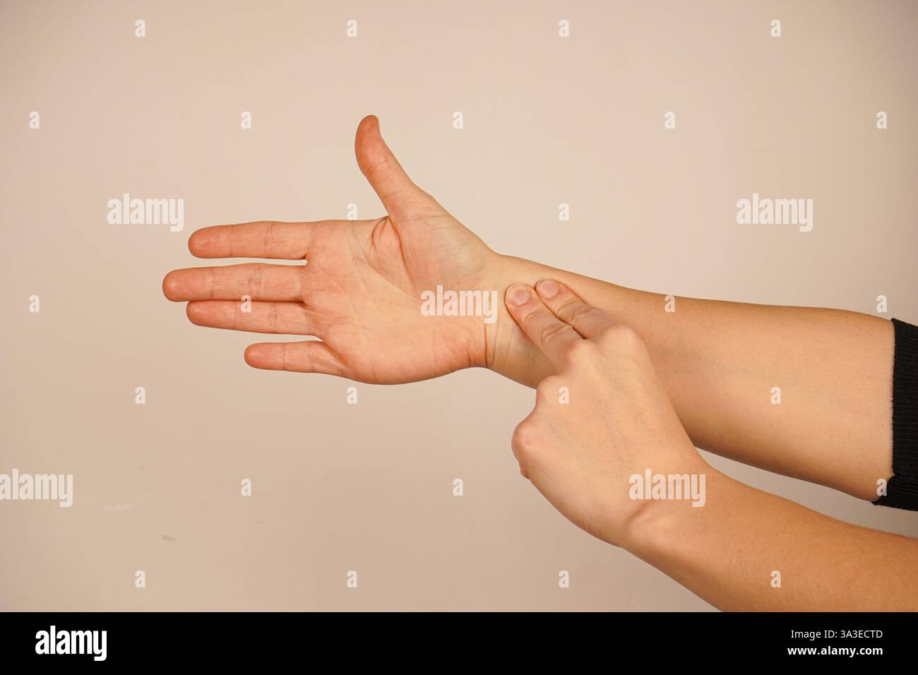 This pose symbolizes support, unity, or strength. Pulse measurement on ...