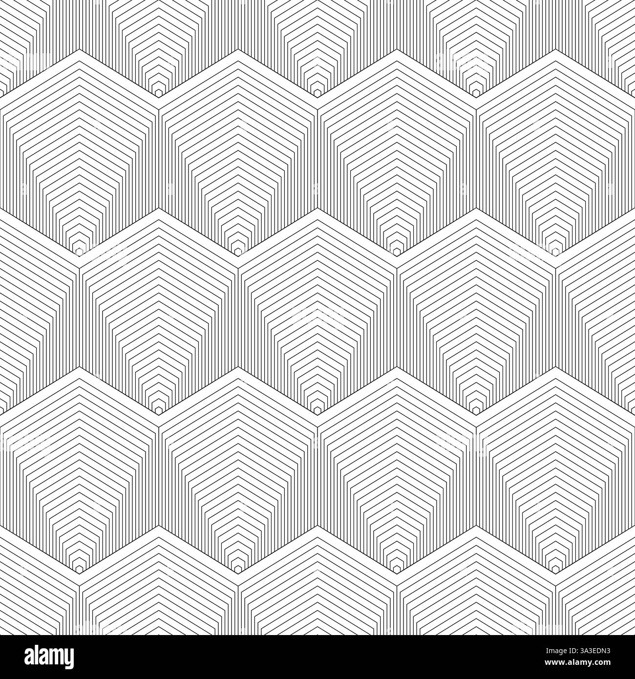Hexagon seamless abstract cube Black and White Stock Photos & Images ...