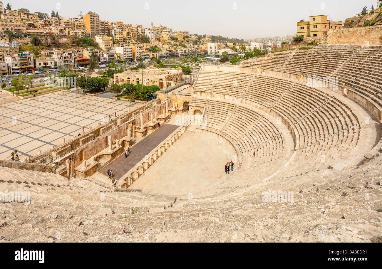 Ancient roman amphitheater arena and many residential houses on the ...