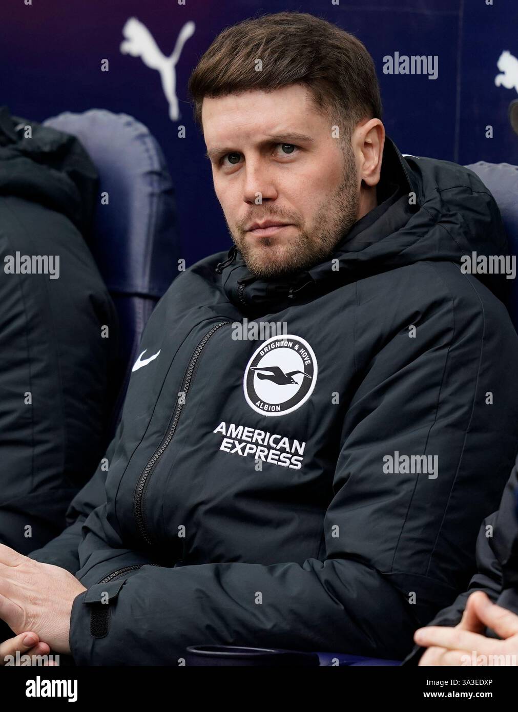 Manchester, UK. 15th Mar, 2025. Fabian Hürzeler Manager of Brighton ...