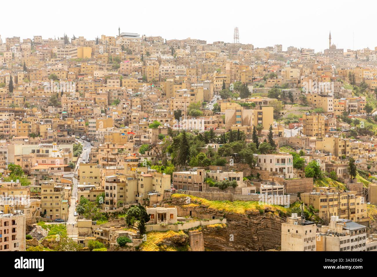 Lots of residential houses densily scattered on the hills in the ...