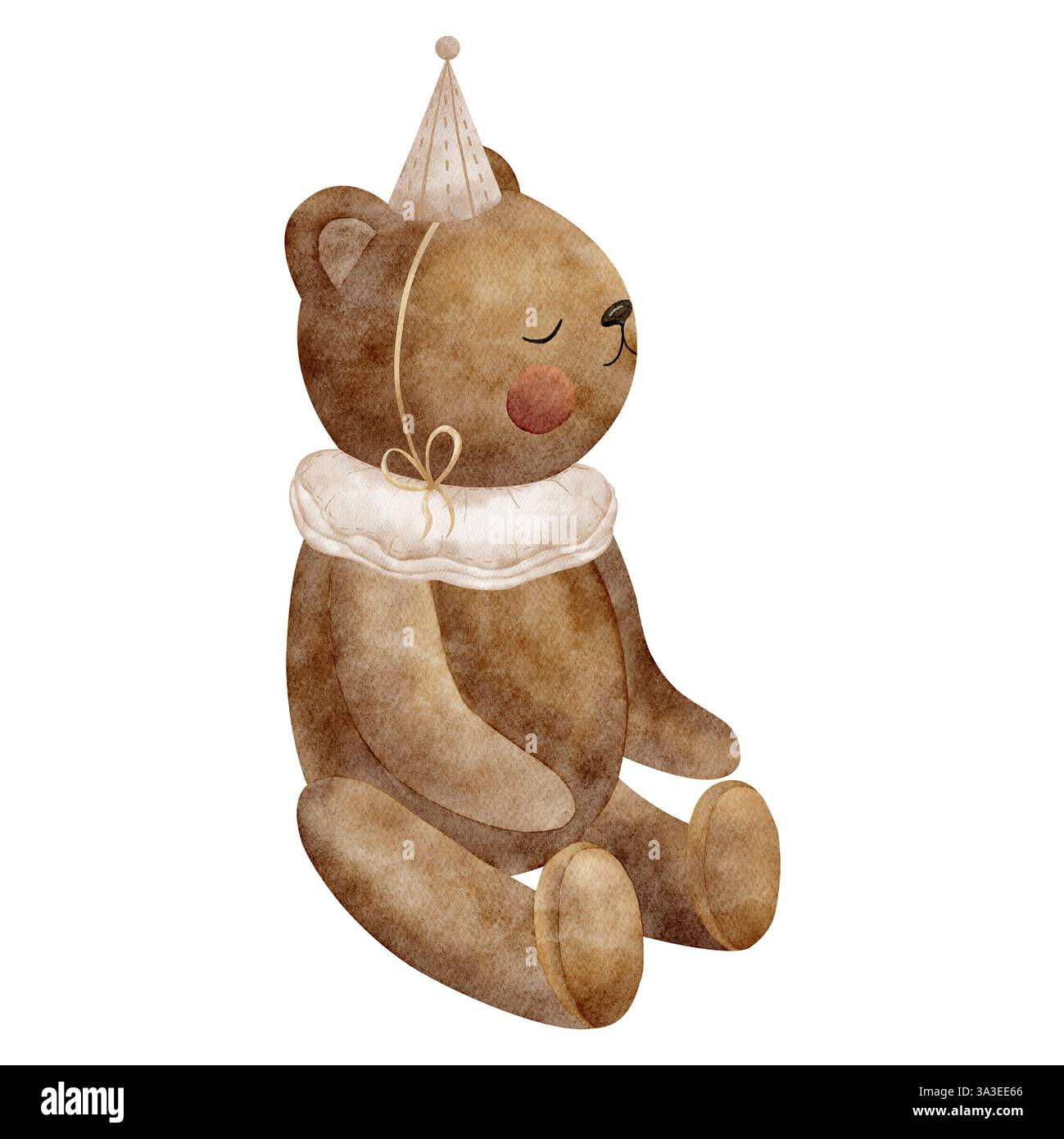 Watercolor illustration teddy bear in vintage clothes. Classic drawing ...
