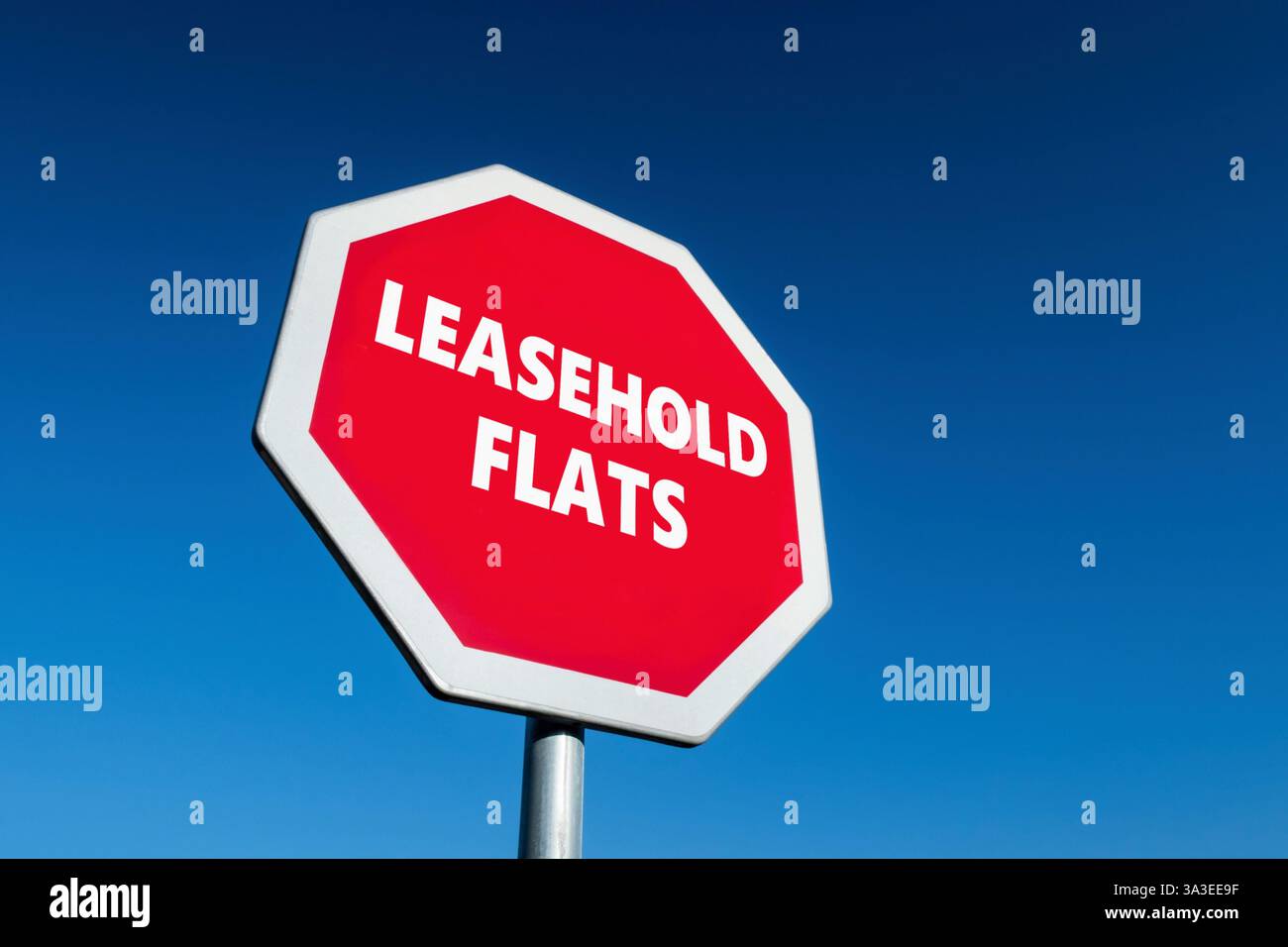 Stop sign requesting ceasing leaseholding flats in United Kingdom Stock ...