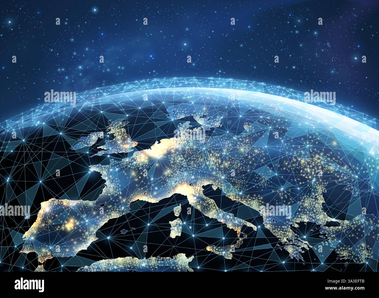 Digital Europe map concept. Global network, cryptocurrency transaction ...
