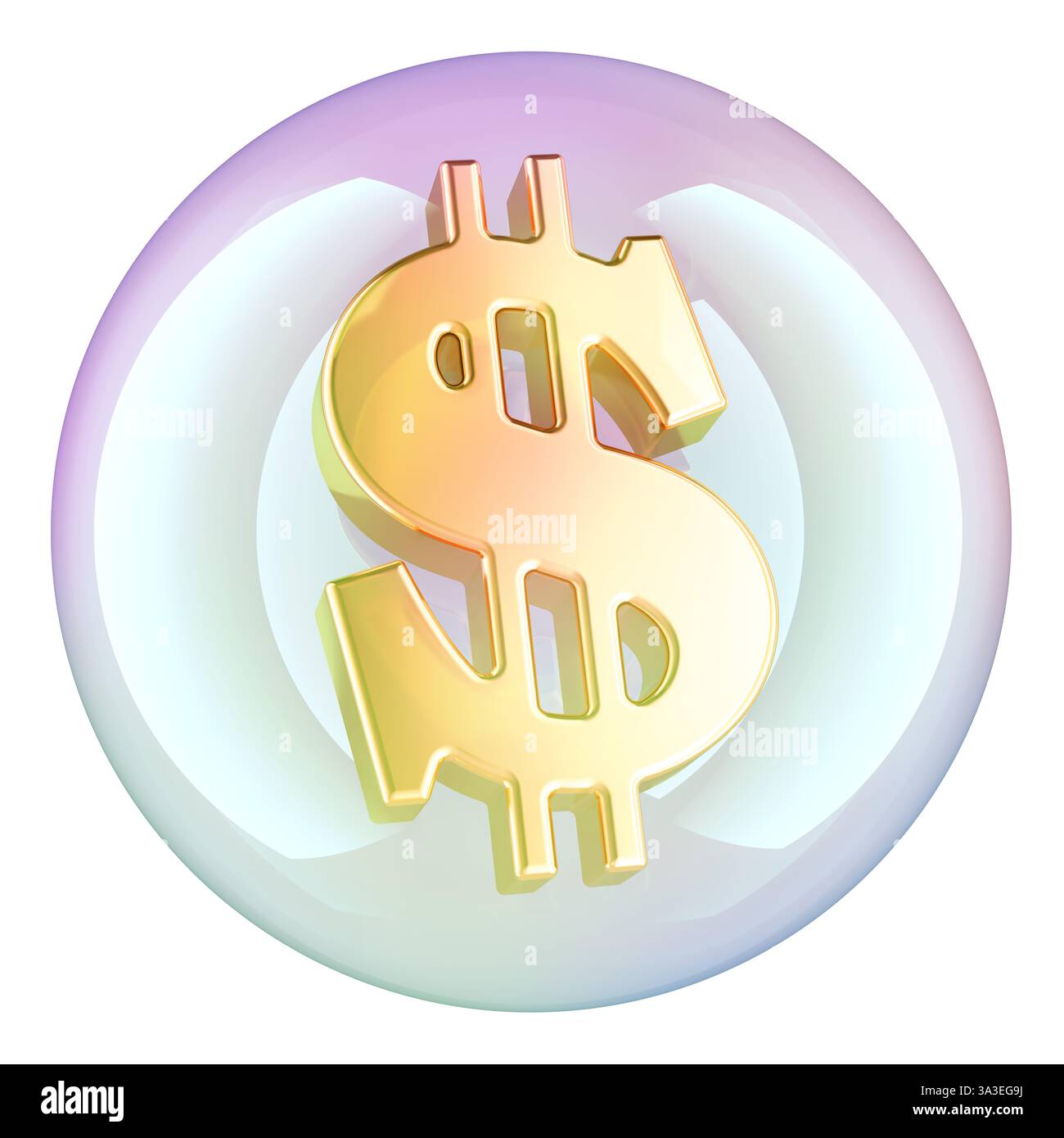 Financial bubble, concept. Dollar symbol inside soap bubble. 3D ...