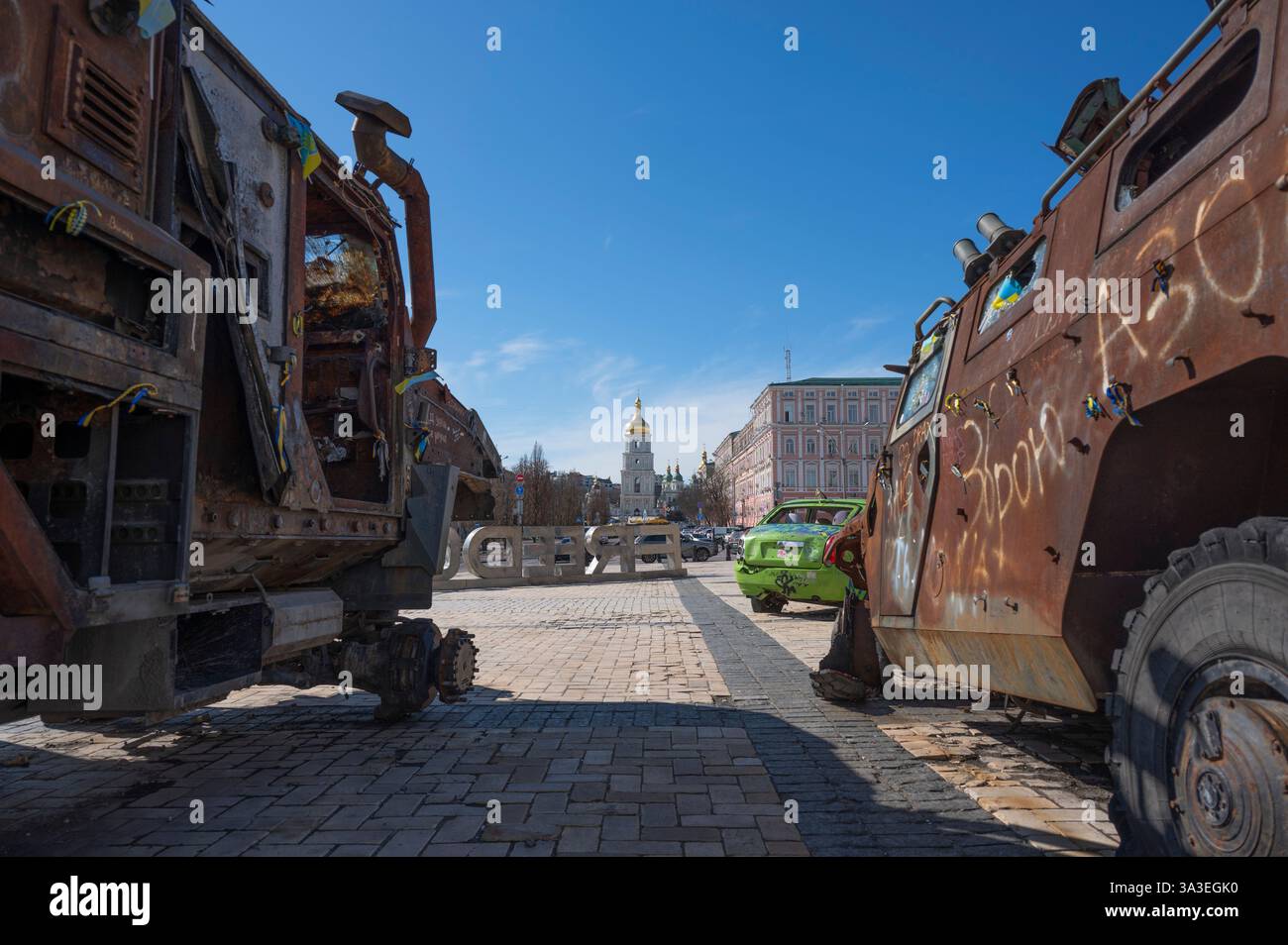 Kyiv, Ukraine - 14th March, 2025. A striking view of the iconic Sophia ...