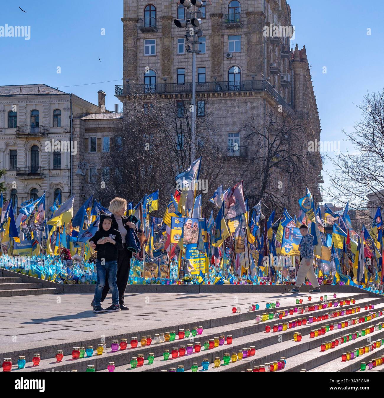 Kyiv, Ukraine - 14th March, 2025. A vibrant memorial honoring fallen ...