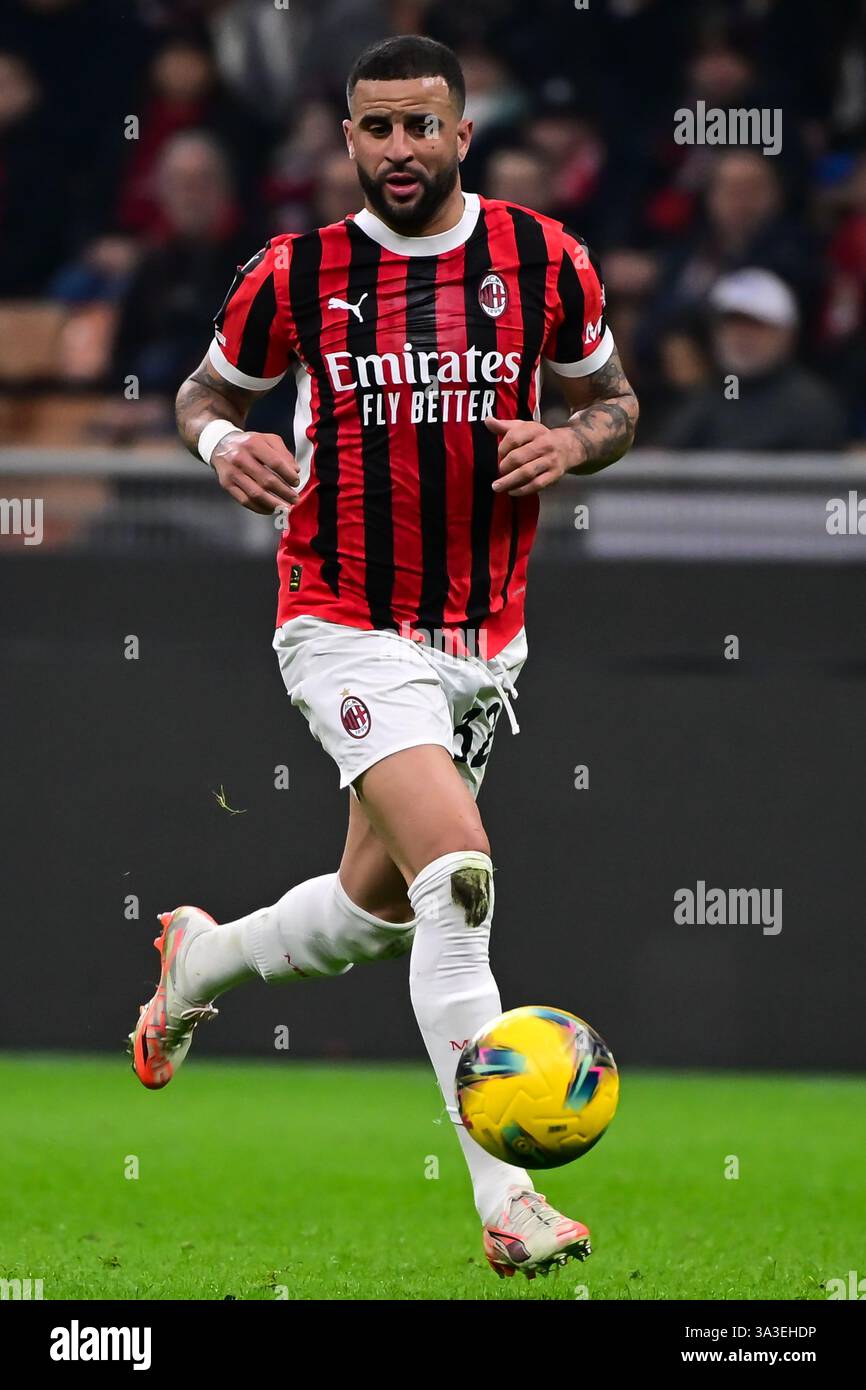 Milan, Italy on March 15, 2025. AC Milan's English defender #32 Kyle ...