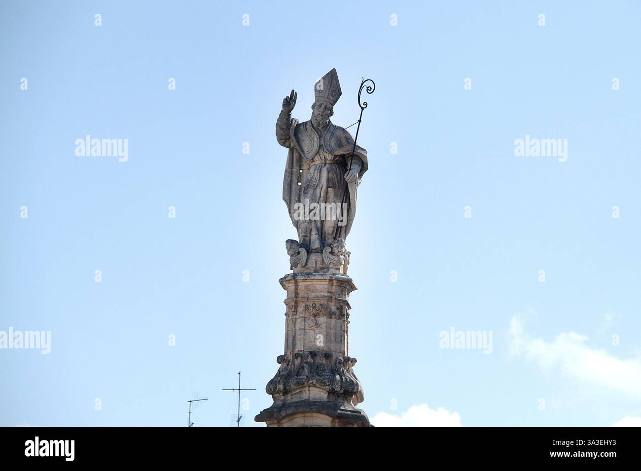 Ostuni, Italy. The 18th century column of Saint Orontius, patron saint ...