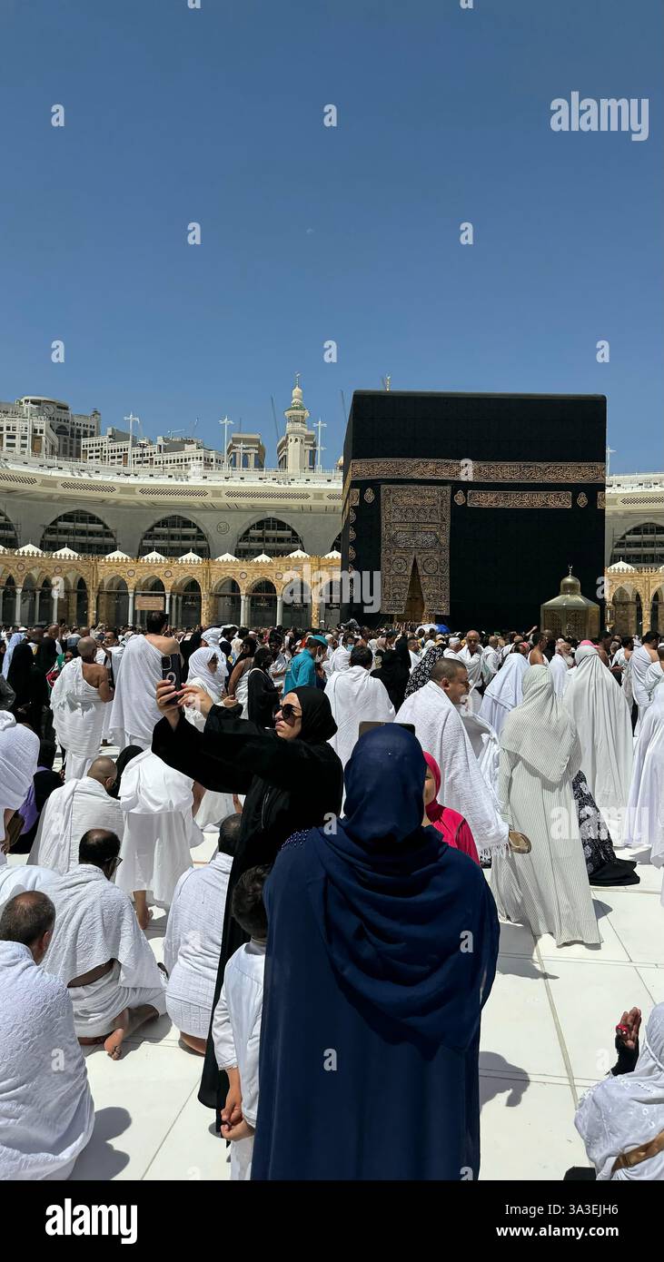 Muslim pilgrims perform Tawaf around the Kaaba after dawn prayer at ...