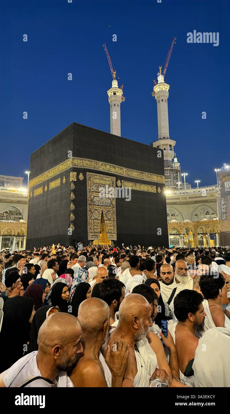 Muslim pilgrims perform Tawaf around the Kaaba after dawn prayer at ...
