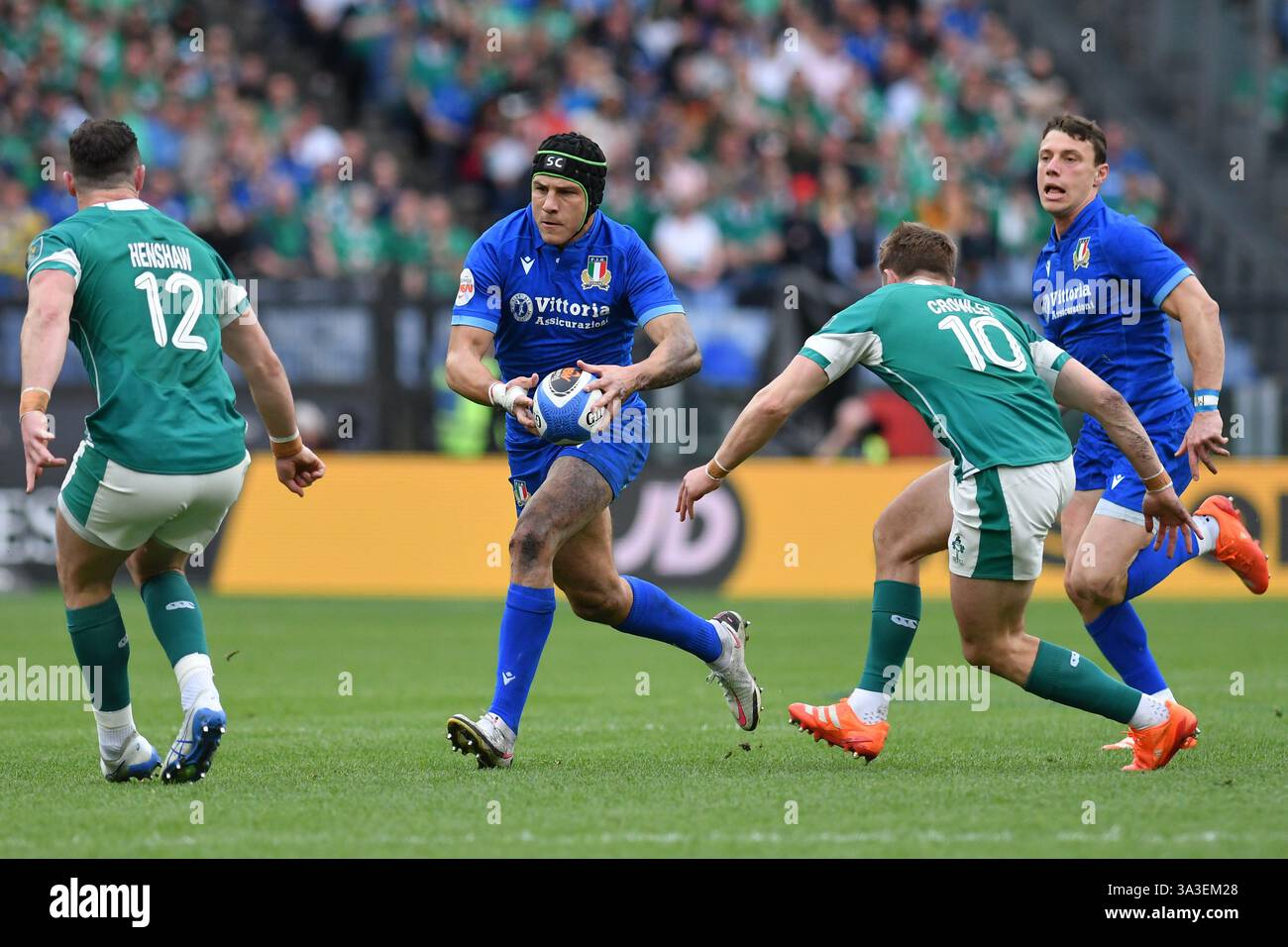 Rome, Lazio. 15th Mar, 2025. Robbie Henshaw of Ireland, Juan Ignacio ...