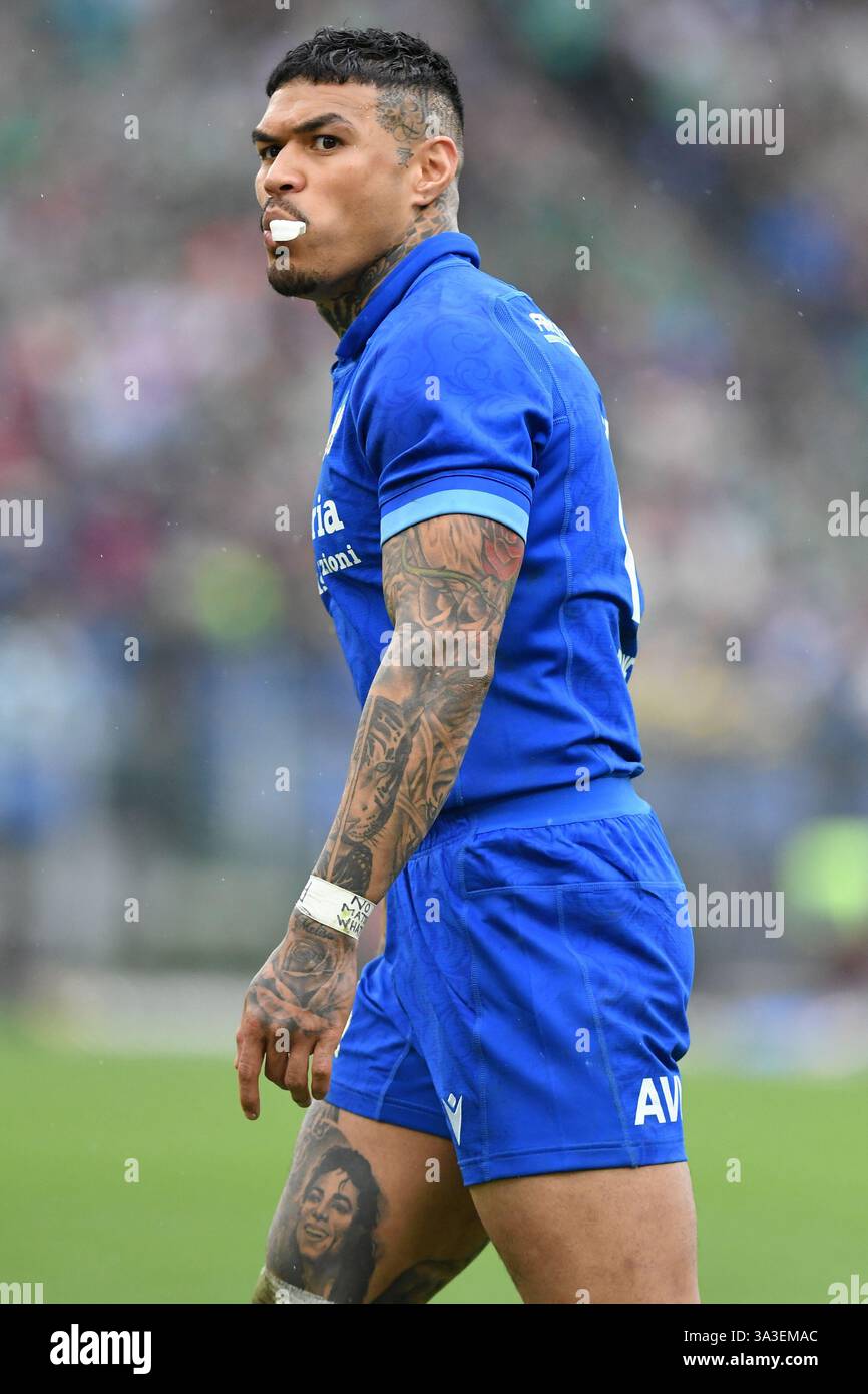 Rome, Lazio. 15th Mar, 2025. Monty Ioane of Italy during 6 Nations ...