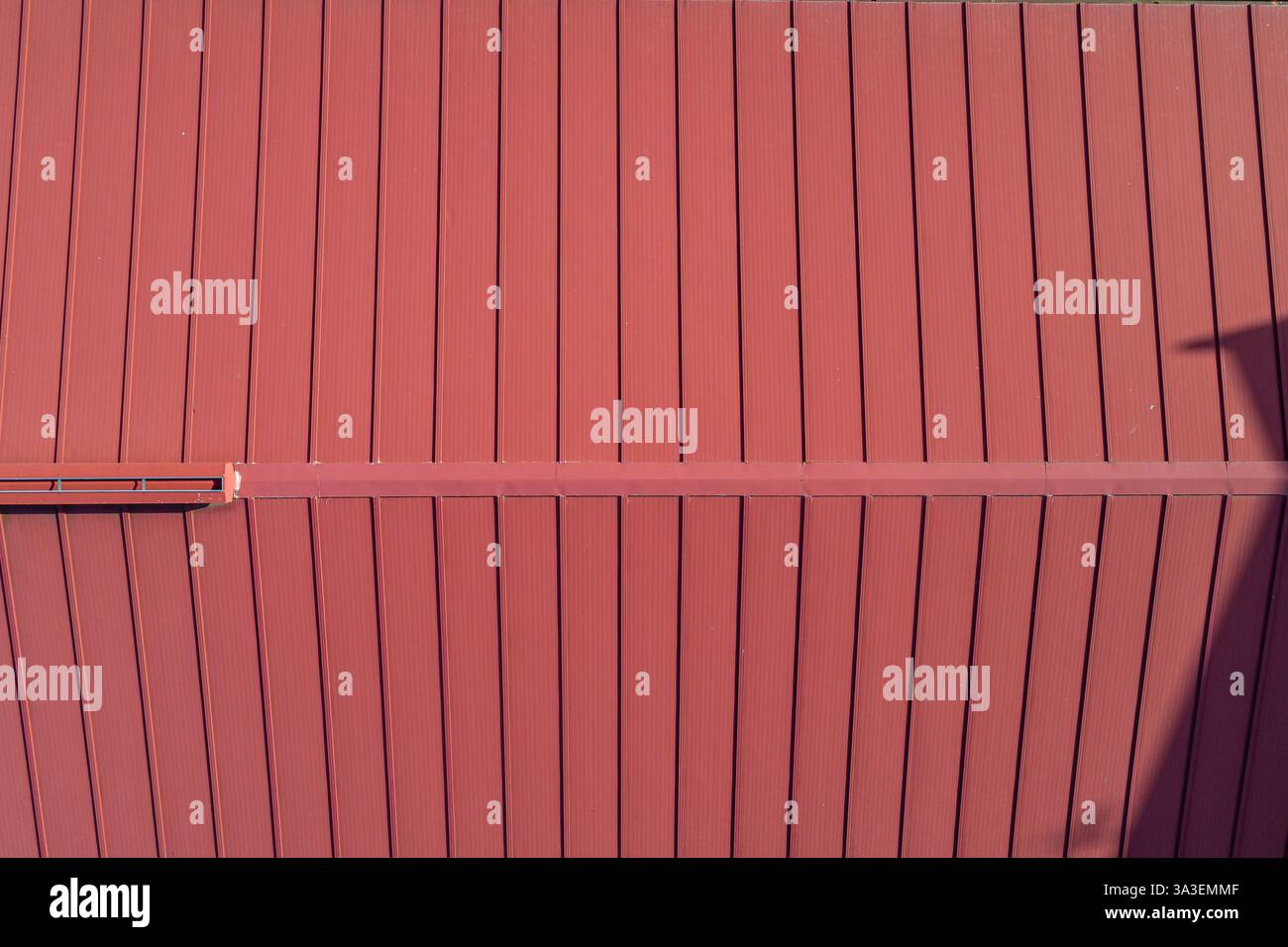 aerial drone top view of a corrugated metal sheet gable roof Stock ...