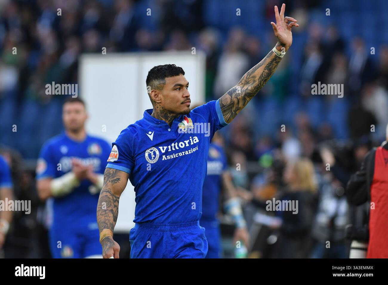Rome, Lazio. 15th Mar, 2025. Monty Ioane of Italy during 6 Nations ...