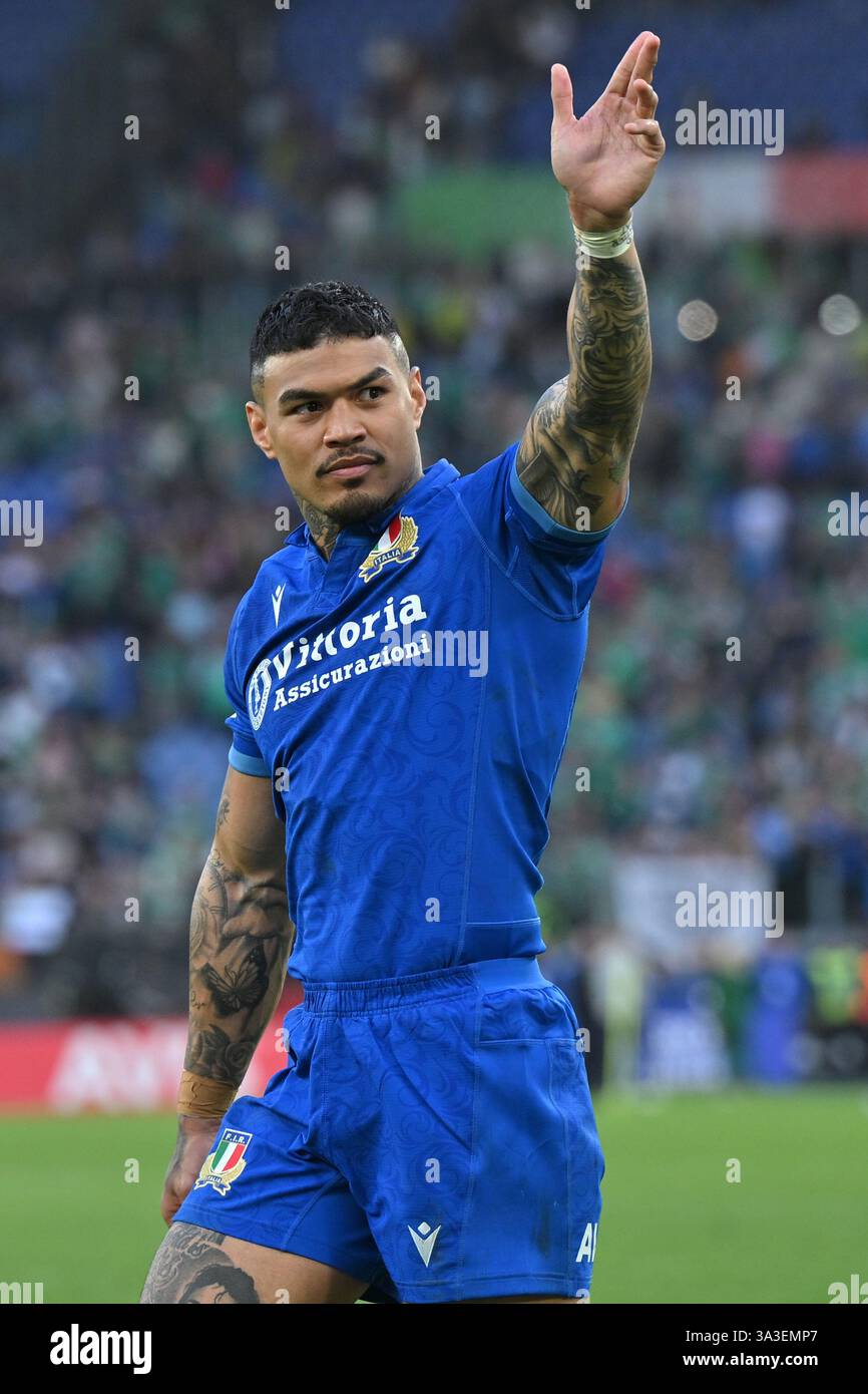 Rome, Lazio. 15th Mar, 2025. Monty Ioane of Italy during 6 Nations ...