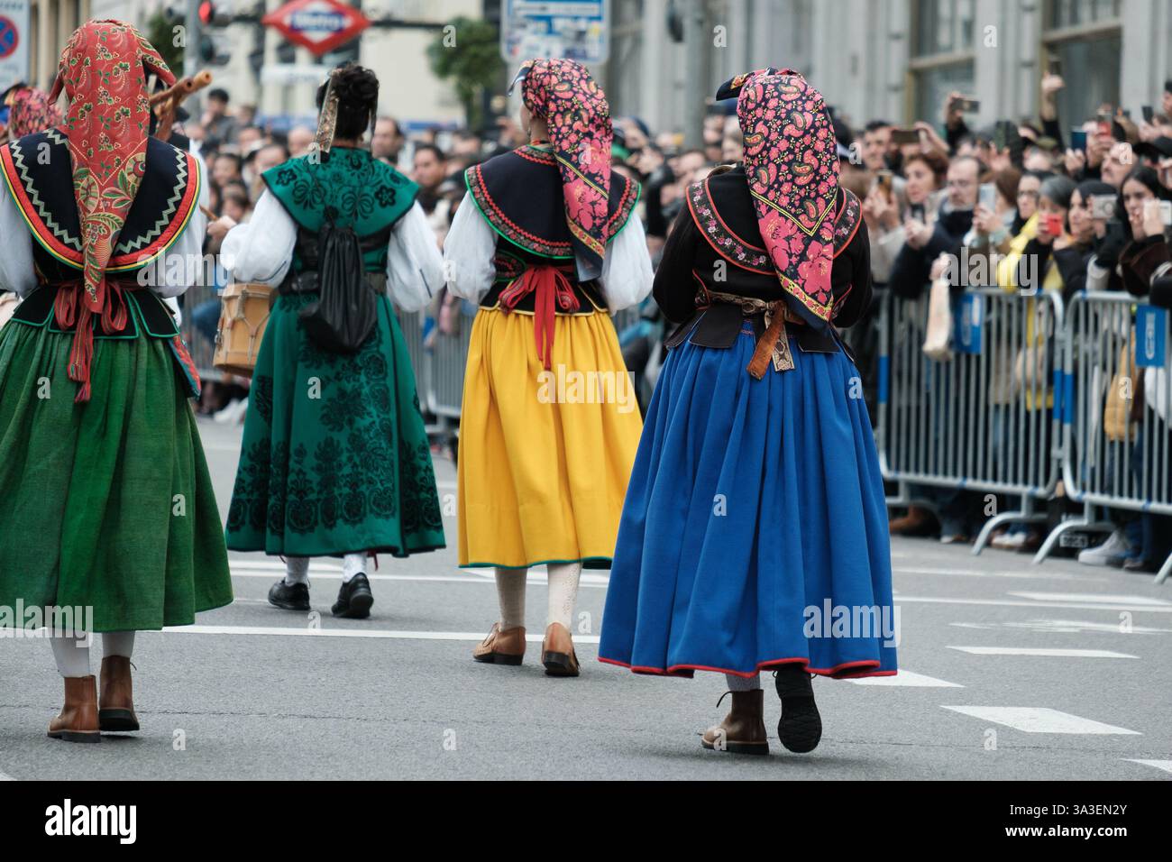 Participants during the Saint Patrick Day Parade on Gran Via Street in ...