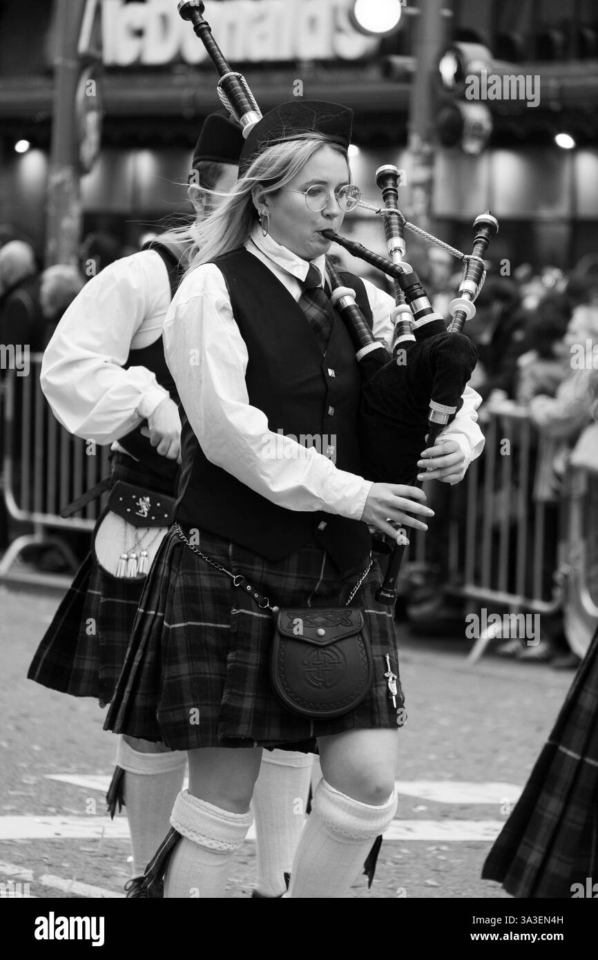 Participants during the Saint Patrick Day Parade on Gran Via Street in ...