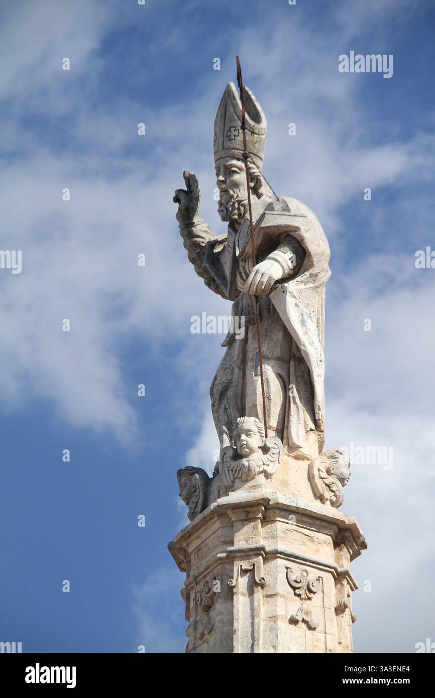 Ostuni, Italy. The 18th century column of Saint Orontius, patron saint ...