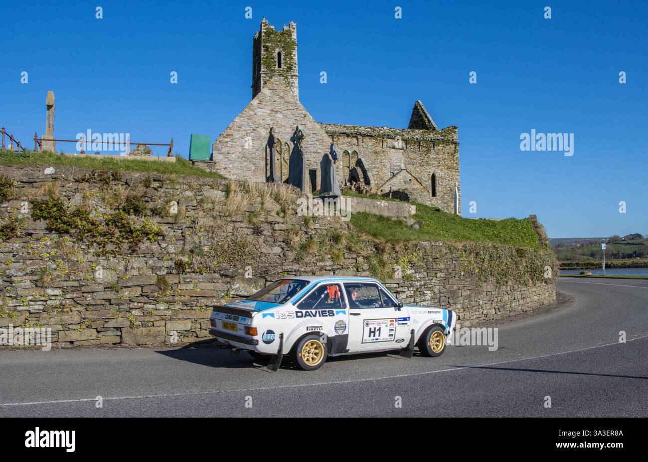 West Cork Rally 2025, cars pass through Timoleague en route to the Kilbrittain stage of the ...