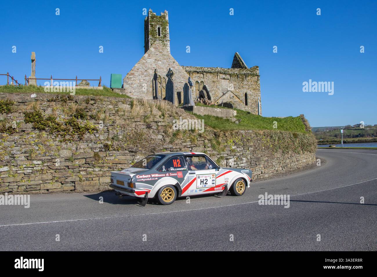 West Cork Rally 2025, cars pass through Timoleague en route to the Kilbrittain stage of the ...