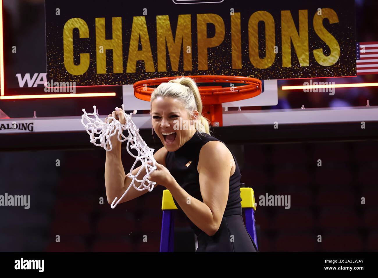 Grand Canyon head coach Molly Miller cuts down the net after the team's ...