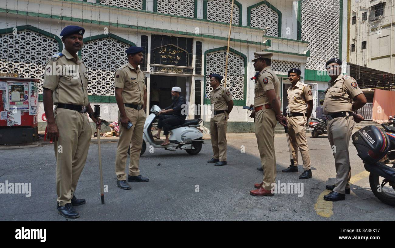 MUMBAI, INDIA - MARCH 15: Police presence seen outside the mosque in ...