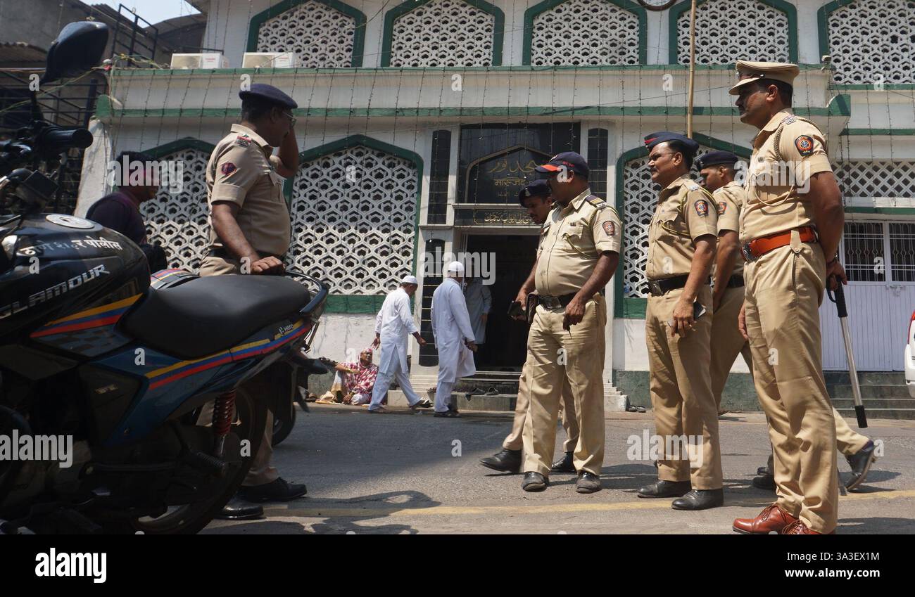 MUMBAI, INDIA - MARCH 15: Police presence seen outside the mosque in ...