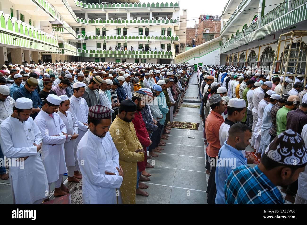 NOIDA, INDIA - MARCH 15: Muslim devotees offer namaz on Holi, the ...