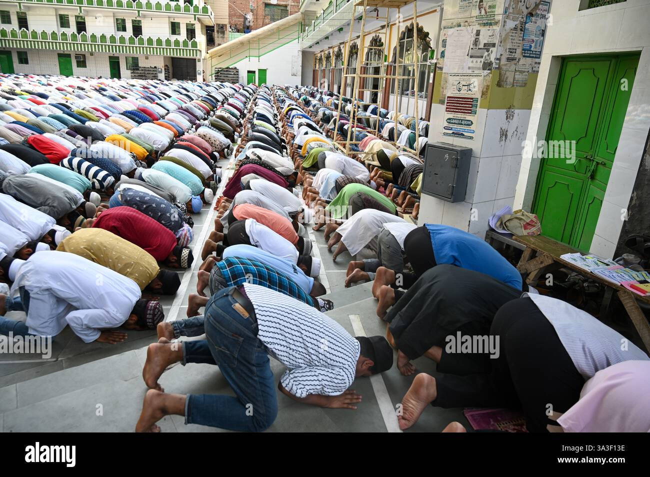 NOIDA, INDIA - MARCH 15: Muslim devotees offer namaz on Holi, the ...