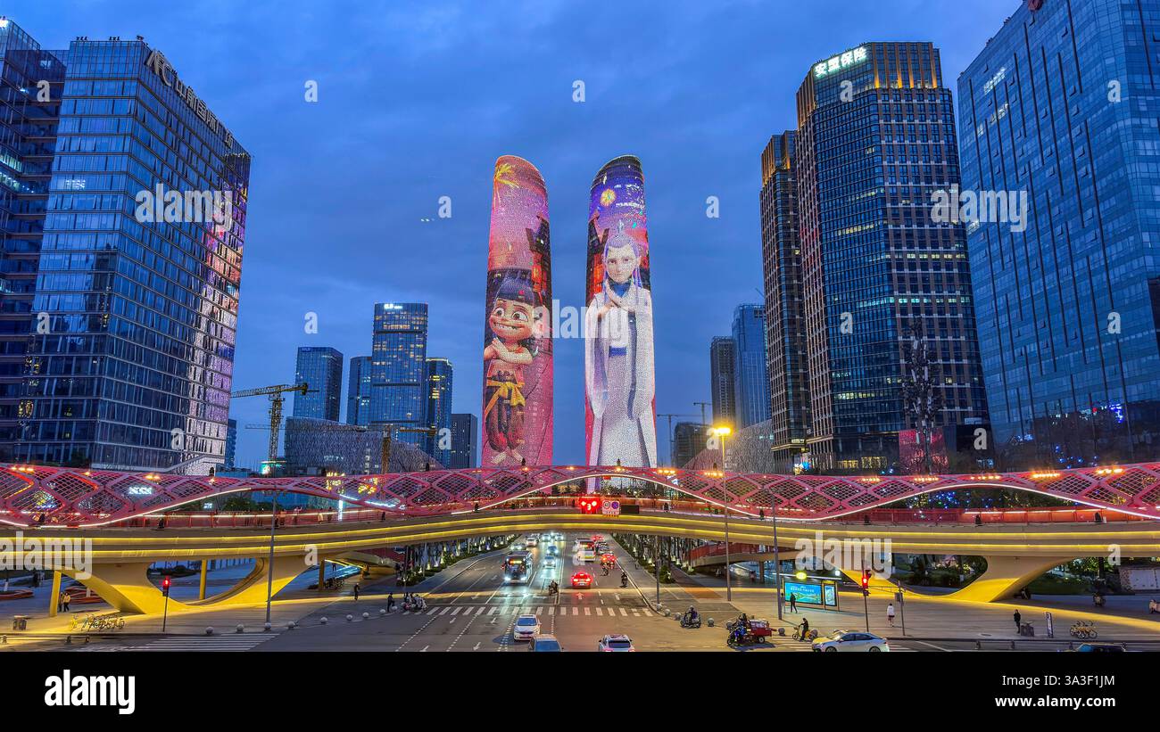 CHENGDU, CHINA - MARCH 15, 2025 - The Twin Towers (Tianfu International ...