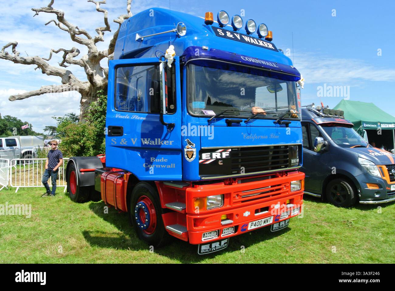 A 1997 ERF EC11 lorry tractor cab parked on display at the 49th ...