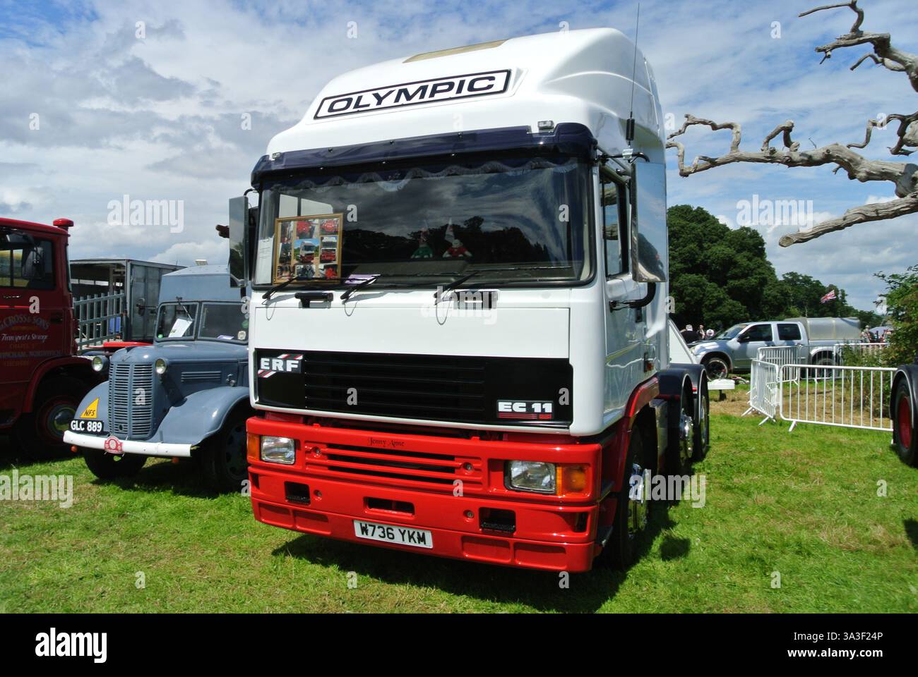 A 2000 ERF EC11 lorry tractor cab parked on display at the 49th ...