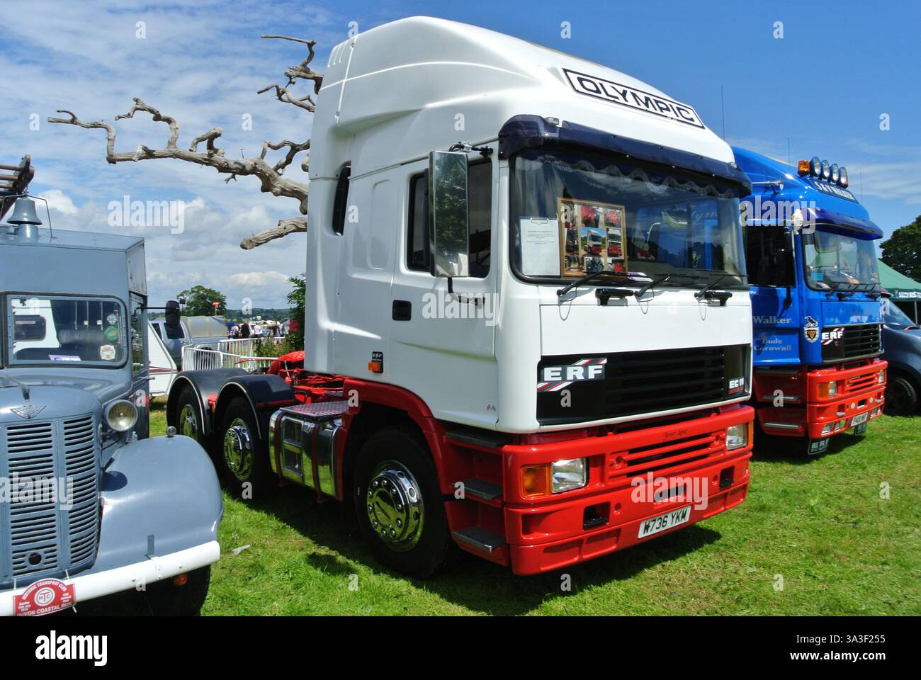 A 2000 ERF EC11 lorry tractor cab parked on display at the 49th ...