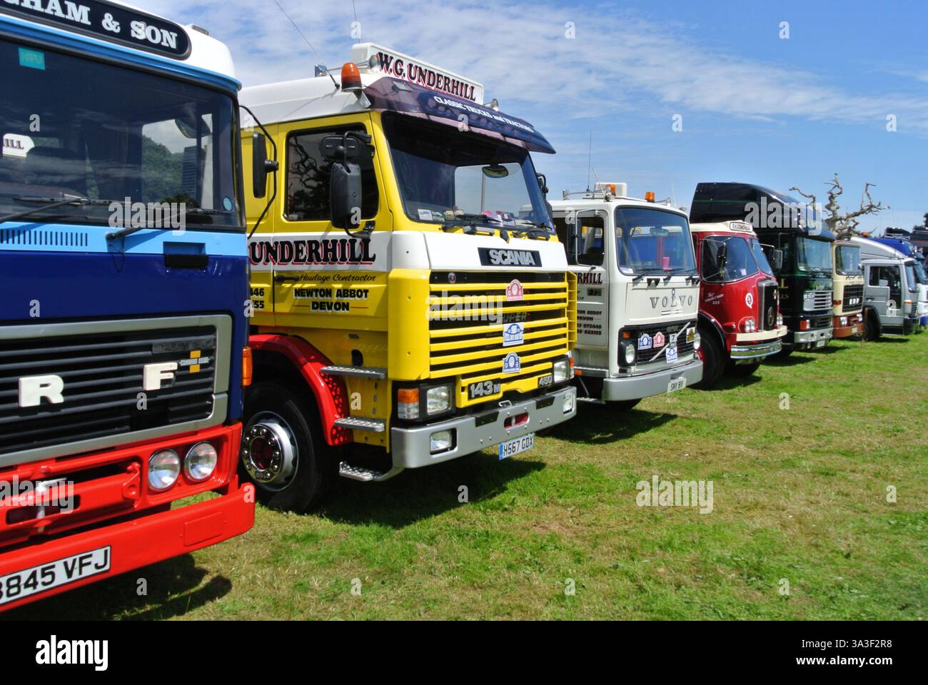 A line of classic commercial lorries parked on display at the 49th ...
