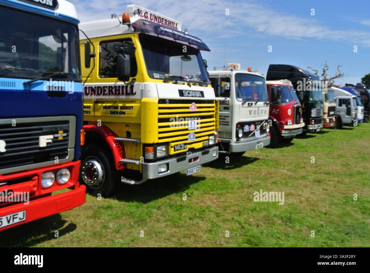 A line of classic commercial lorries parked on display at the 49th ...